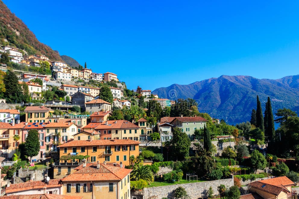 Panoramic View of Moltrasio Town on Lake Como in Italy Stock Photo ...