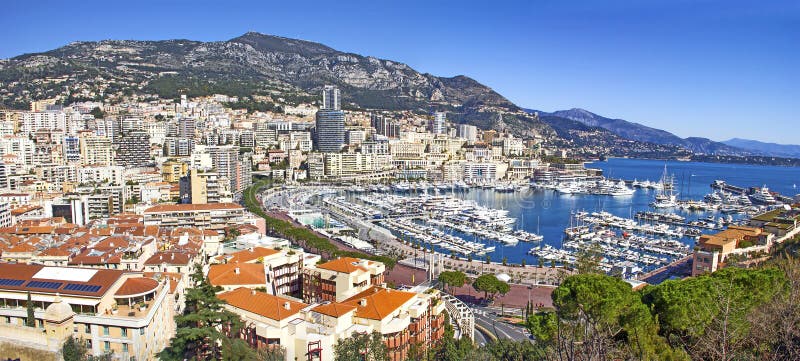 Panoramic view of Monaco stock photo. Image of famous - 30794010