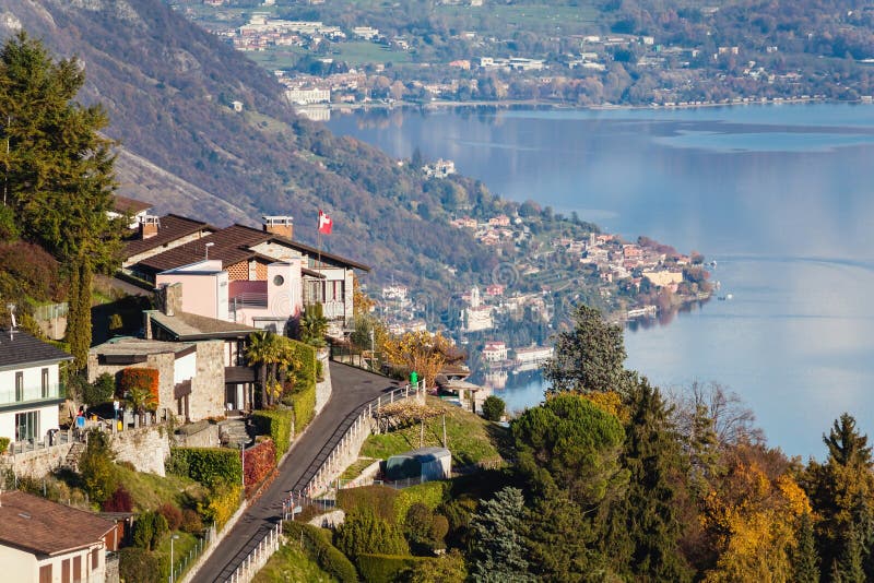 Panoramic View on Monte Bre, Lugano, Switzerland Stock Image - Image of ...