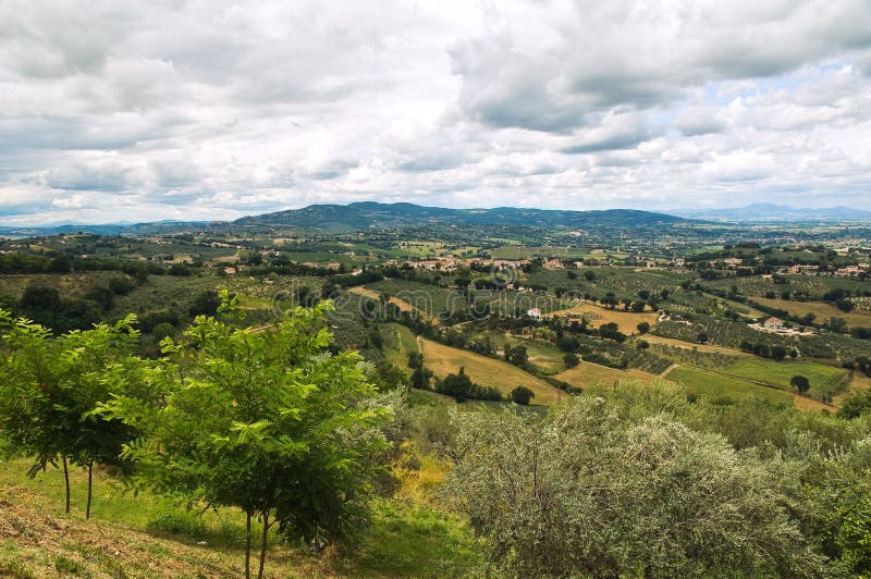 Panoramic View of Montefalco. Umbria. Italy. Stock Image - Image of ...