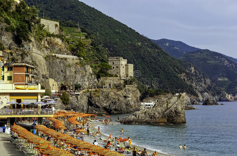 Panoramic View of Monterosso Al Mare, Italy Stock Image - Image of ...