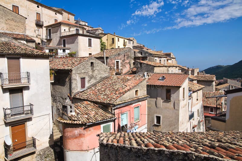 Panoramic View of Morano Calabro. Calabria. Italy. Stock Photo - Image ...