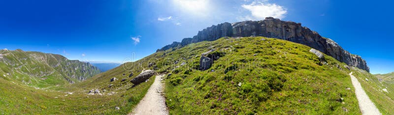 Panoramic View of Mount Bucegi on Summer Stock Photo - Image of ...