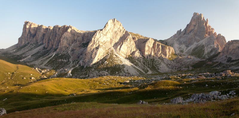 Panoramic View of Mount Croda Da Lago Stock Image - Image of highland ...