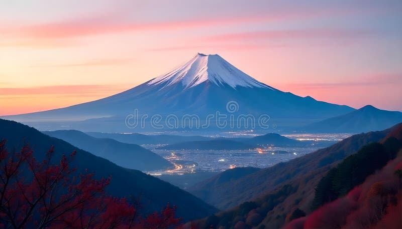 A Panoramic View of Mount Fuji in Japan Stock Illustration ...