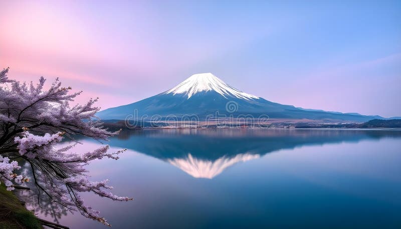 A Panoramic View of Mount Fuji in Japan Stock Illustration ...