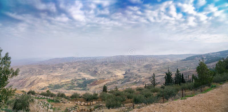 Panoramic View from the Mount Nebo Stock Photo - Image of mountain ...