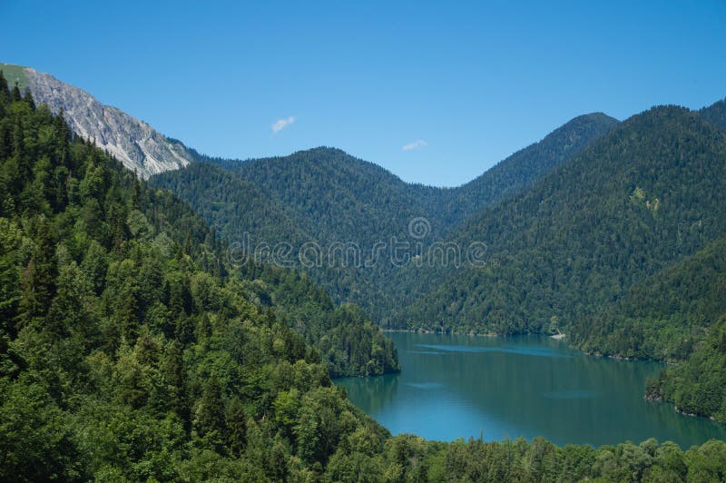 Panoramic View on Mountain Lake in Front of Mountain Range. Stock Photo ...