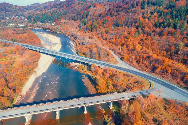 Panoramic View of a Mountain Valley with River Stock Photo - Image of ...