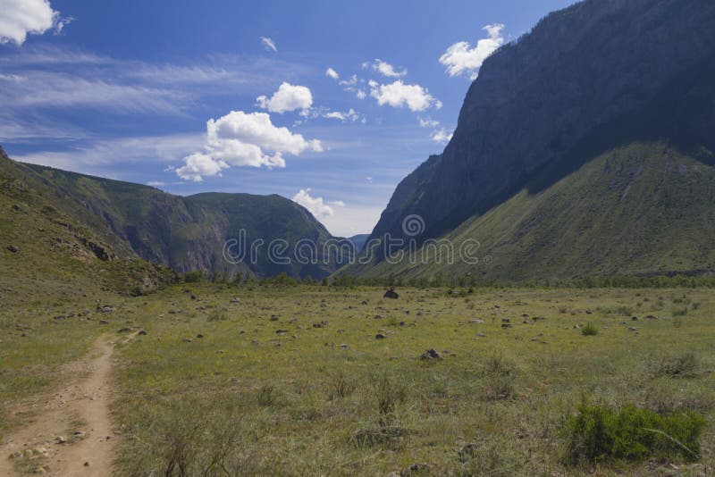 Panoramic View of a Mountain Valley, Summer Day Stock Photo - Image of ...
