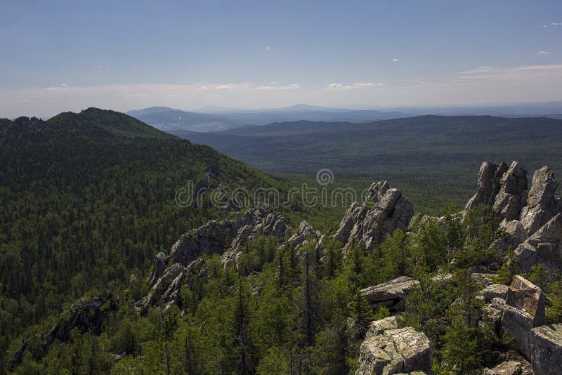 Panoramic View of the Mountains and Cliffs, South Ural. Summer in the ...