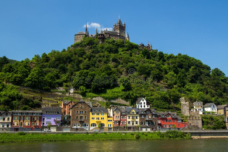 Panoramic View of the Multi Colored Boulevard in the City of Cochem, Germany. Stock Photo ...