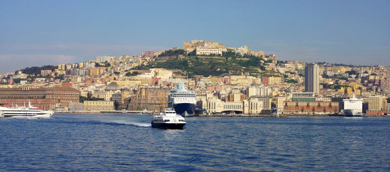 Panoramic View of Naples Marina and Cityscape, Italy Stock Image ...