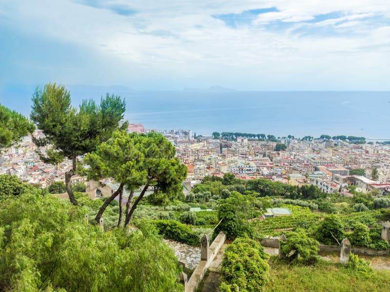 Panoramic View of Naples Shoreline on a Cloudy Day Stock Image - Image ...