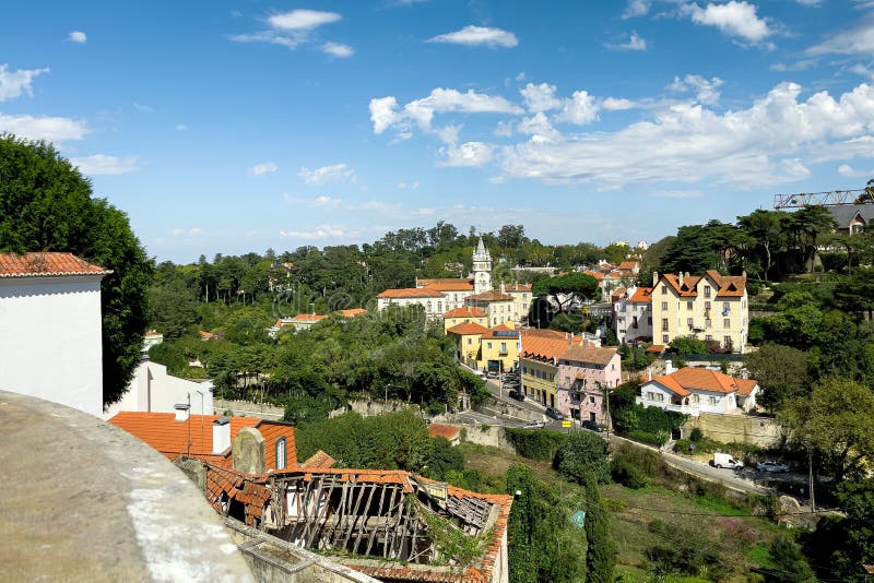 Panoramic View from the National Palace in Sintra Stock Photo - Image ...