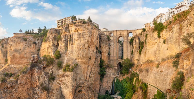 Panoramic View of the New Bridge of Ronda, Andalusia, Spain Stock Image ...