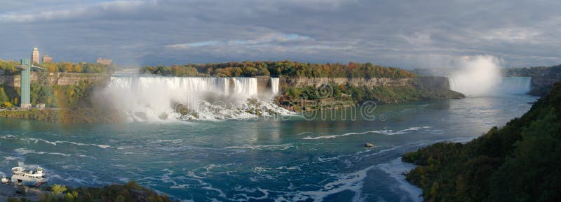Panoramic View on Niagara Falls Stock Image - Image of cascade ...