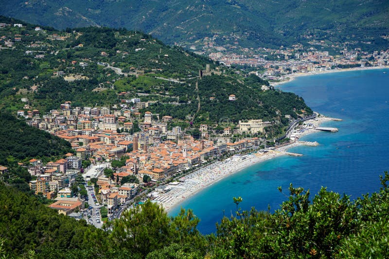 A Panoramic View of Noli, Liguria - Italy Stock Photo - Image of ...