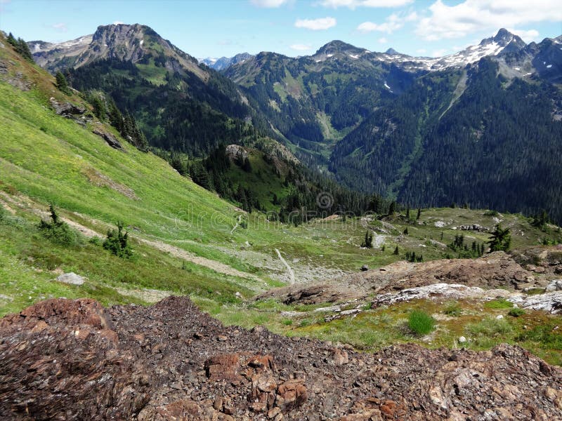 A Panoramic View of the North Cascade Mountains in Summer Stock Image ...
