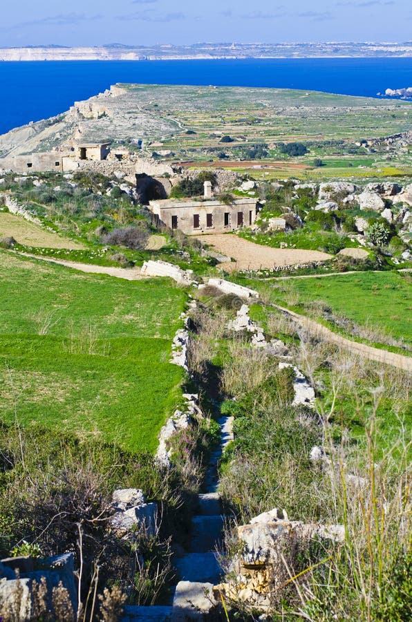 Panoramic North Malta stock photo. Image of hill, fields - 36103144