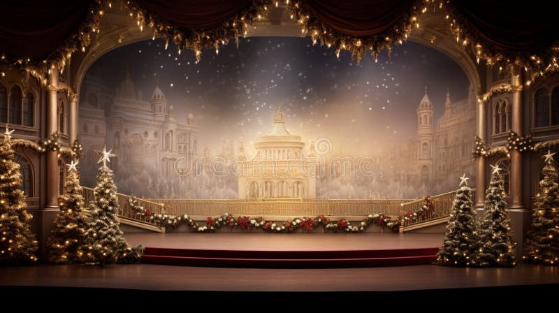 A Panoramic View of the Nutcracker Ballet Stage, Christmas Image Stock Illustration ...