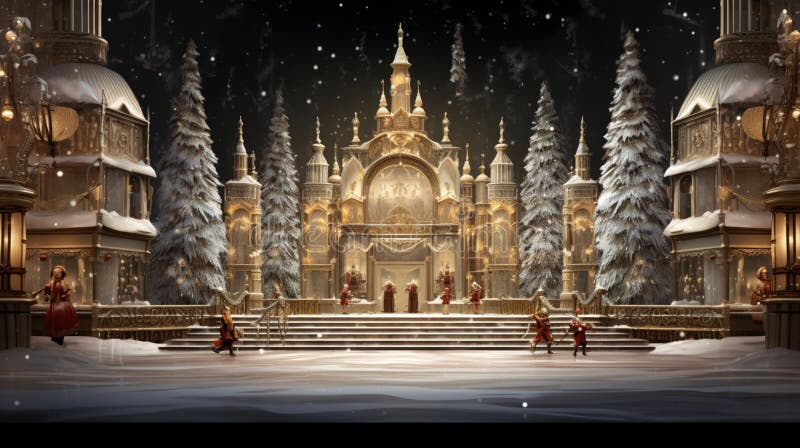A Panoramic View of the Nutcracker Ballet Stage, Christmas Image Stock ...