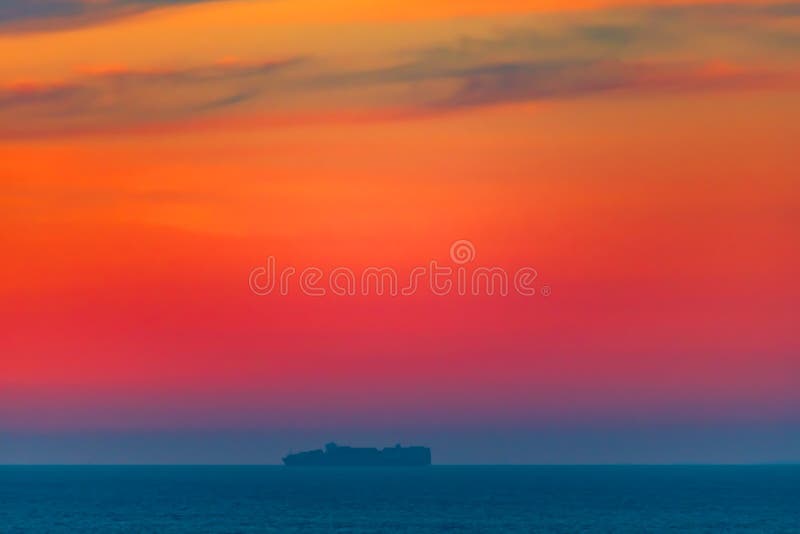 Panoramic View of the Ocean Sunset Against the Background of Multi ...