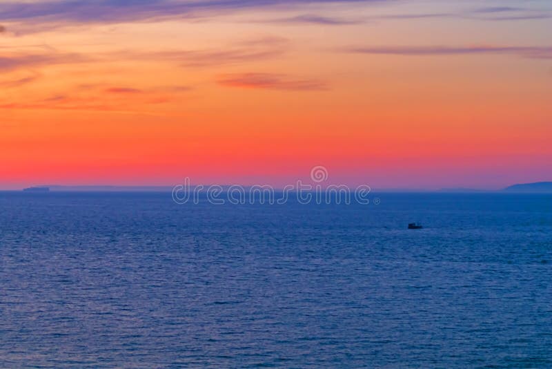 Panoramic View of the Ocean Sunset Against the Background of Multi ...