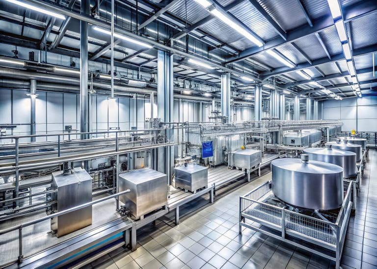 Modern Dairy Processing Plant a Panoramic View of Industrial Food ...