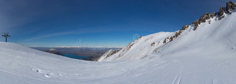 Panoramic View of Ohau Snow Fields Stock Image - Image of extreme, peak ...