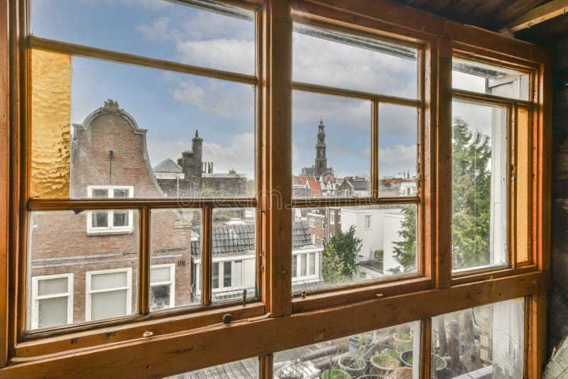 Panoramic View of Brick Buildings from Window Stock Photo - Image of ...