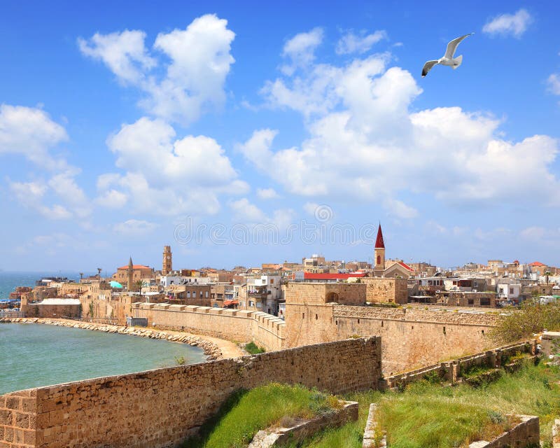 Panoramic View of the Old City of Acre Stock Photo - Image of ...