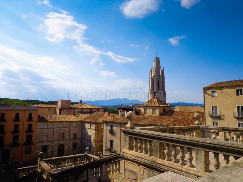 Panoramic View of Old Historic Part of Girona Stock Image - Image of ...