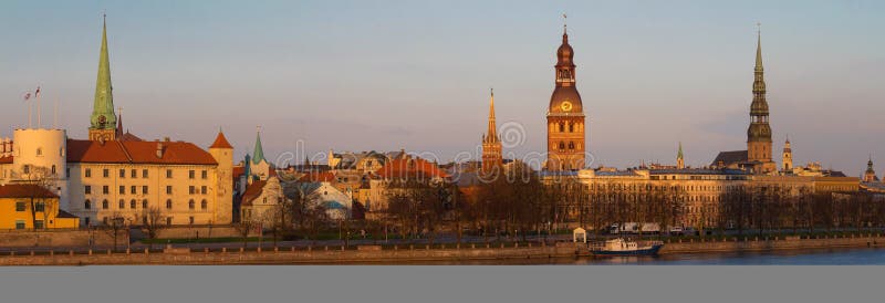 Panoramic View of Old Riga-capital of Latvia at Sunny Day. Stock Photo ...