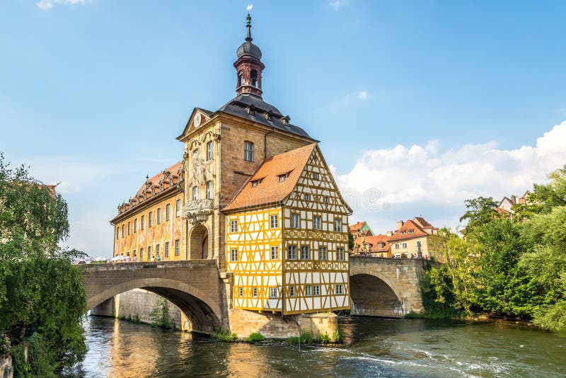 Panoramic View at the Old Town Hall with Bridge Over Regnitz River in ...