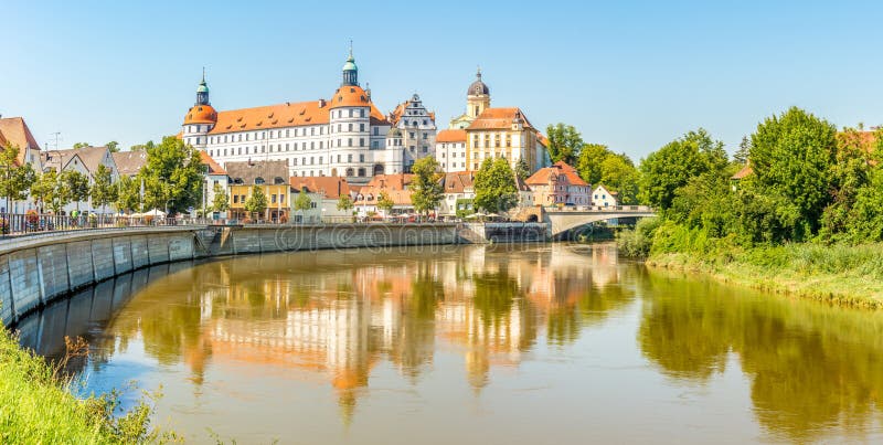 Panoramic View at the Old Town of Neuburg an Der Donau - Germany Stock ...