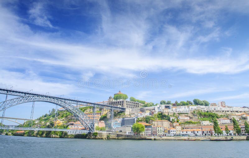 Panoramic View of Oldtown Porto with Bridge, Portugal. Stock Image ...