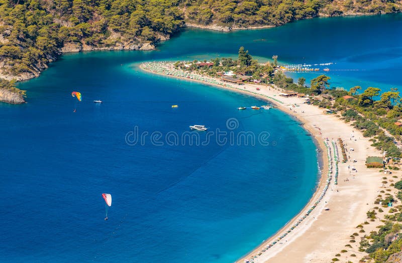 Panoramic View of Oludeniz Beach and Blue Lagoon, Fethiye, Turkey Stock ...
