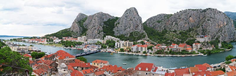 Panoramic View on Omis Town. Stock Image - Image of croatia ...
