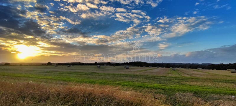 Panoramic View of an Open Field with a Tree Line Visible on the Horizon ...