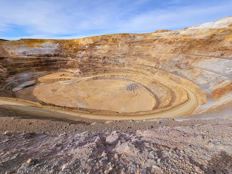 Panoramic View of an Open Pit Mine on a Sunny Morning with Clear ...
