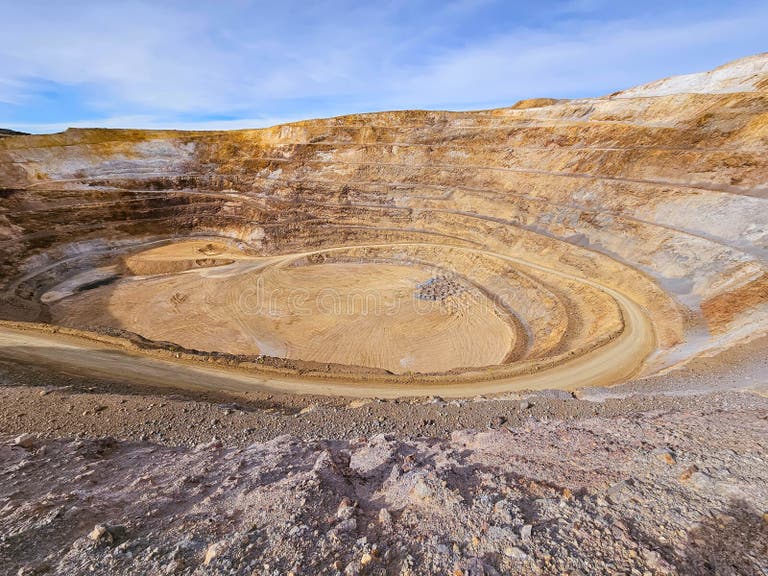 Panoramic View of an Open Pit Mine on a Sunny Morning with Clear ...