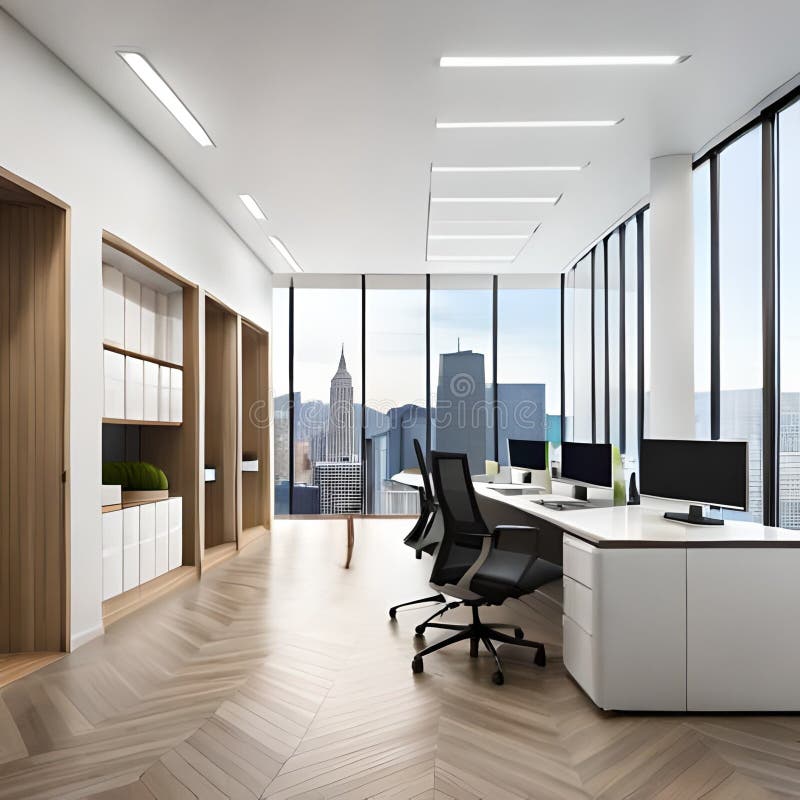 A Panoramic View of an Open-plan Office with Ergonomic Chairs Stock ...