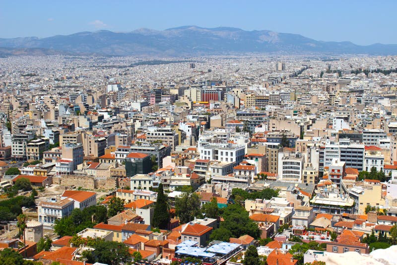 Panoramic View Over Athens from Acropolis Hill Stock Image - Image of ...