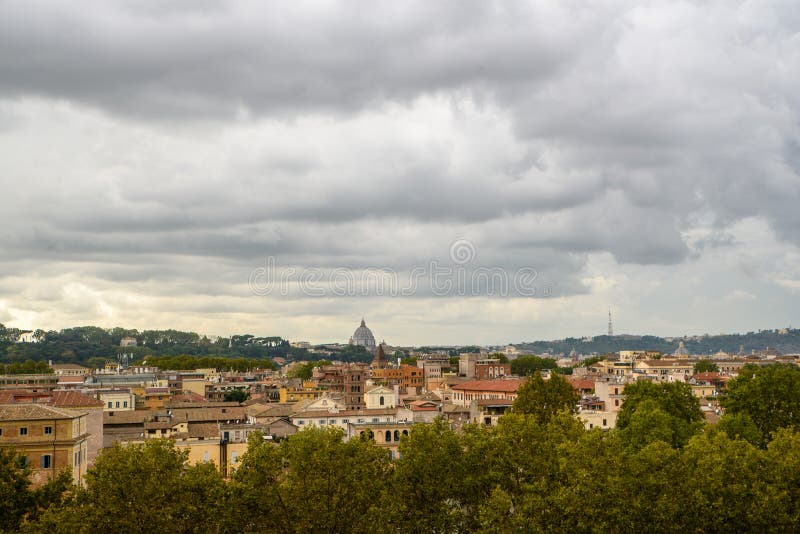 Panoramic View Over Rome with a Cloudy Sky Rome Italy. Stock Image ...