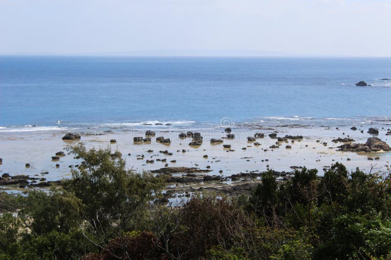 Panoramic View of Pacific Ocean and Coral Reef from Ayamaru Point Stock ...