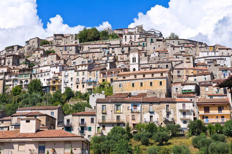 Panoramic View of Padula. Campania. Italy. Stock Image - Image of alley ...