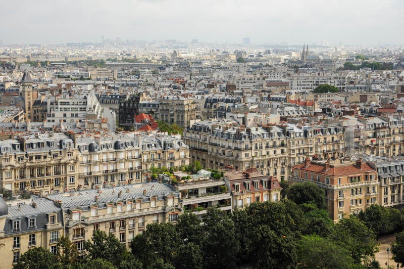 Panoramic View of Paris with Classical Architecture Under Overcast Sky ...