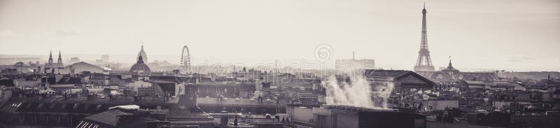 Panoramic View of Paris Seen from Rooftops at Sunset Stock Image ...