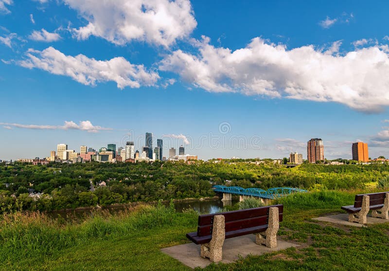 Blue Sky Over the Downtown Edmonton River Valley Stock Image - Image of ...